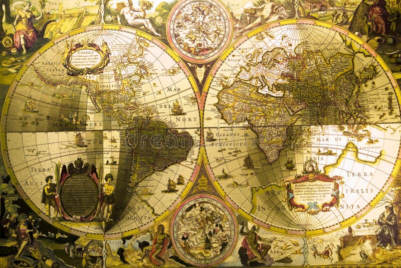 Mapa antigo do mundo foto de stock. Imagem de velho, curso - 6326740