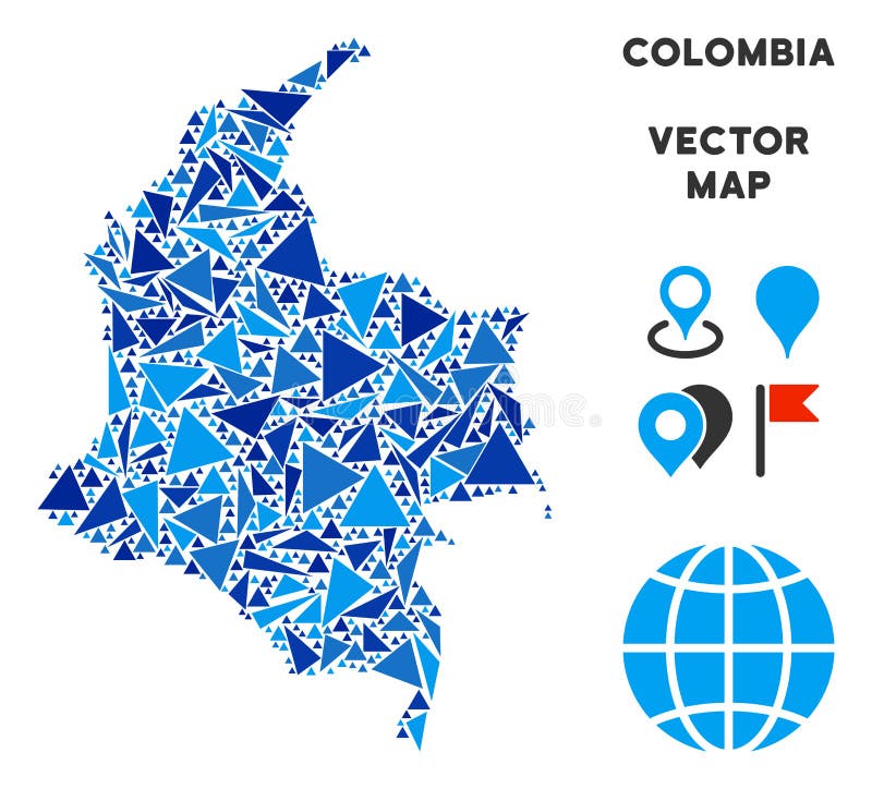 Mapa Azul De Colombia Del Triángulo Ilustración del Vector ...