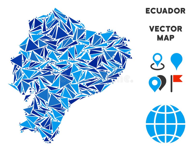 Mapa Azul De Ecuador Del Triángulo Ilustración del Vector - Ilustración ...