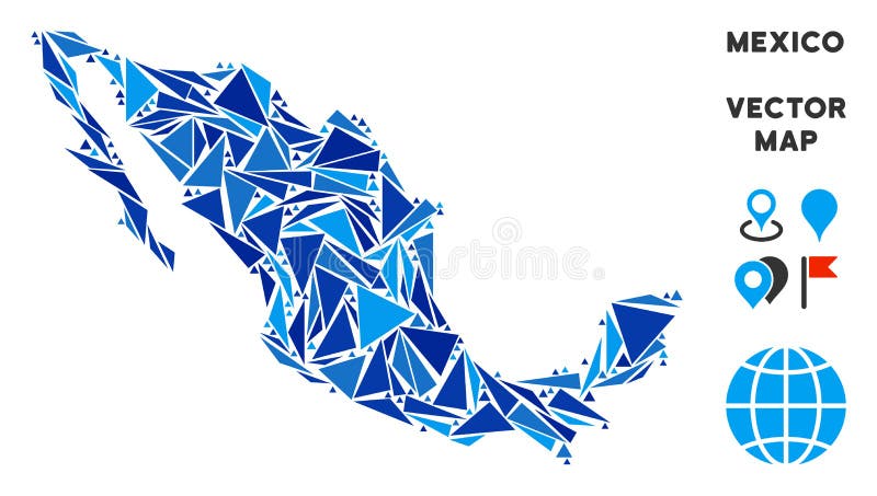 Mapa Azul De México Del Triángulo Ilustración del Vector - Ilustración ...