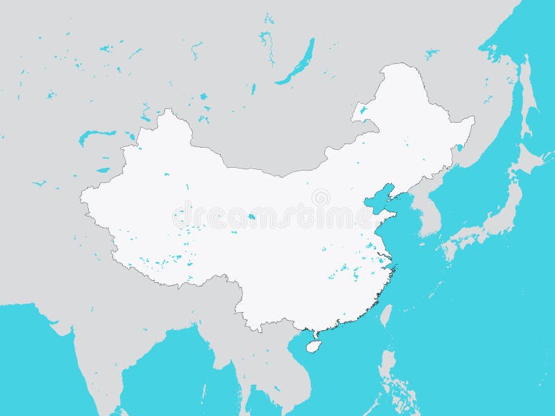 Mapa Blanco De China Con El Terreno De Alrededor Ilustración del Vector ...