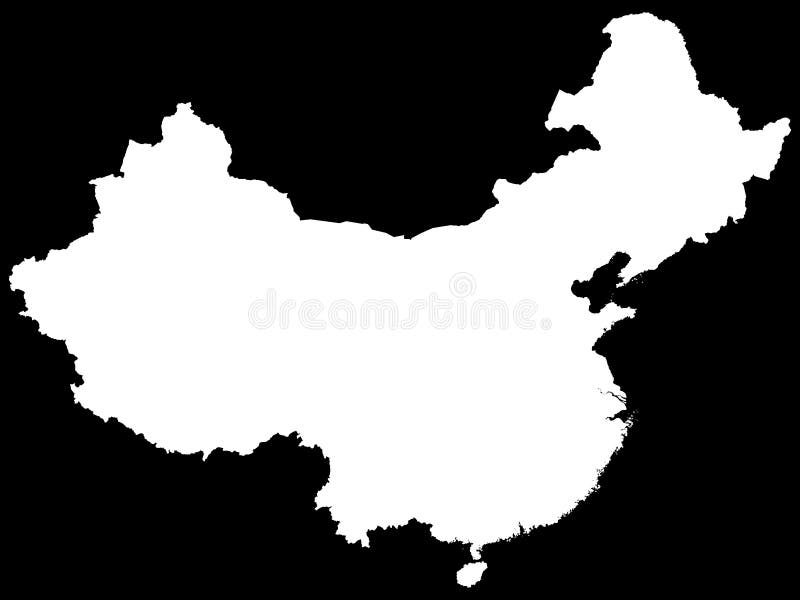 Mapa Negro De China En El Fondo Blanco Ilustración del Vector ...