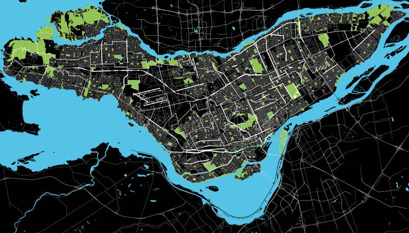 Mapa Blanco Y Negro Del Vector De Seattle Ilustración del Vector ...