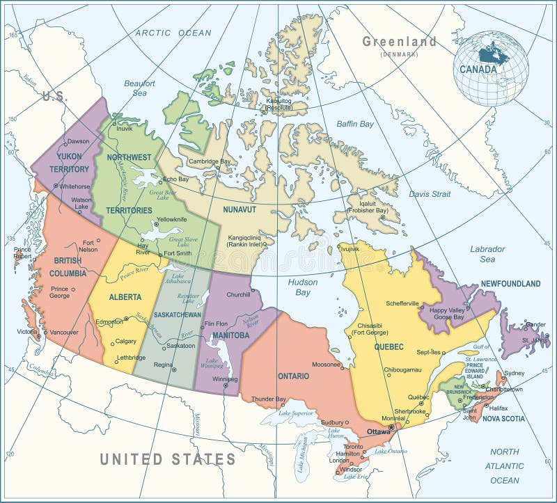 Mapa Canadá Ilustración Vectorial Altamente Detallada Ilustración del ...