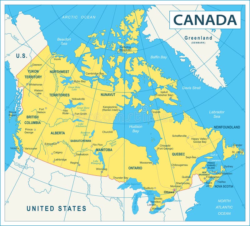 Mapa Canadá Ilustración Vectorial Altamente Detallada Ilustración del ...