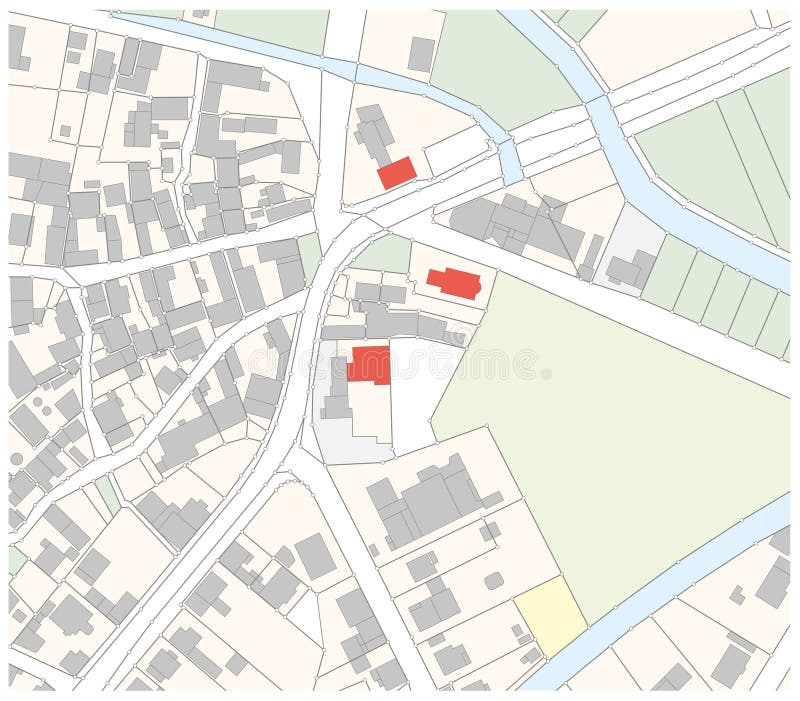 Mapa Catastral Dividido Con Calles Y Edificios Ilustración del Vector ...
