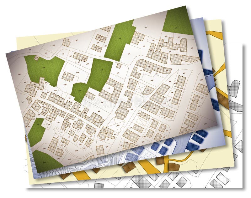 Mapa Catastral Imaginario Del Territorio Con Edificios, Carreteras Y ...