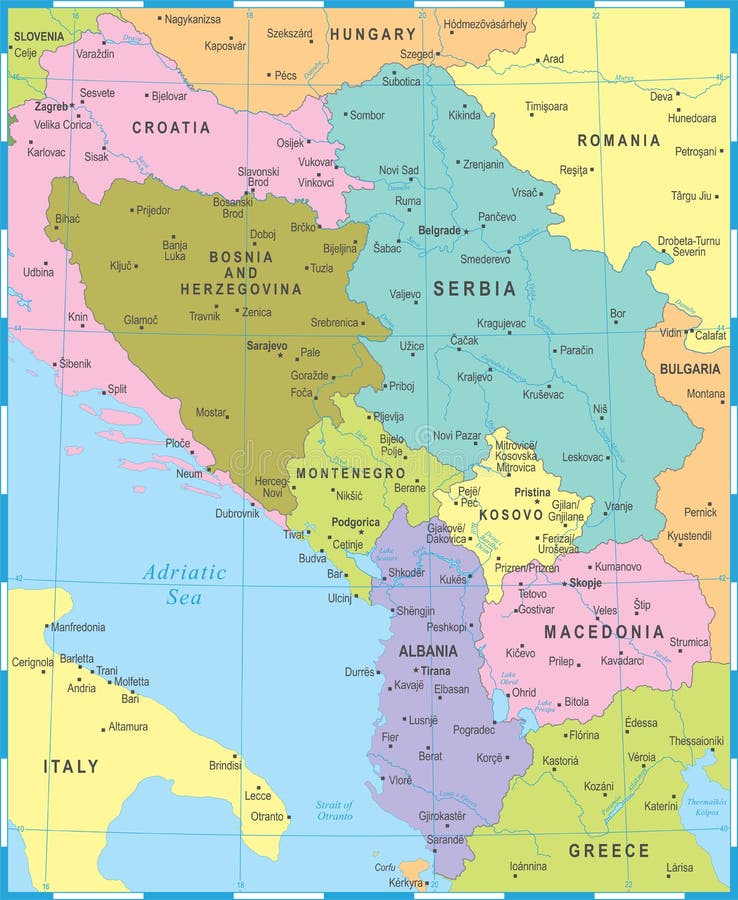 Mapa Central De Balcãs - Ilustração Do Vetor Ilustração Stock ...