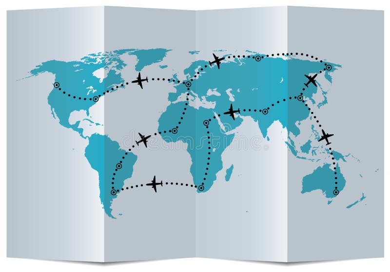 Mapa Com Rota De Vôo Do Avião Ilustração do Vetor - Ilustração de ...