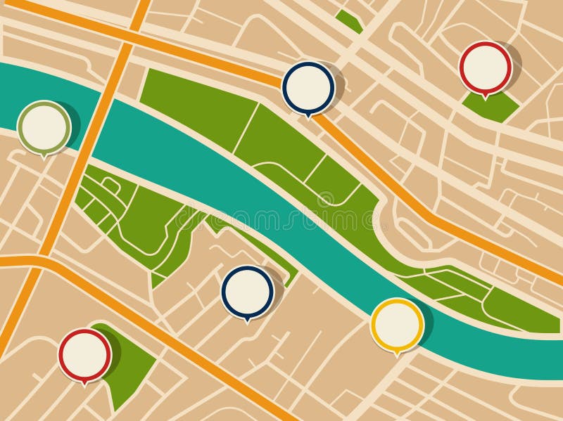 Mapa Com Rota E Ponteiros GPS Ilustração do Vetor - Ilustração de ...