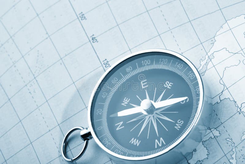 Mapa com um compasso imagem de stock. Imagem de magnético - 13454159