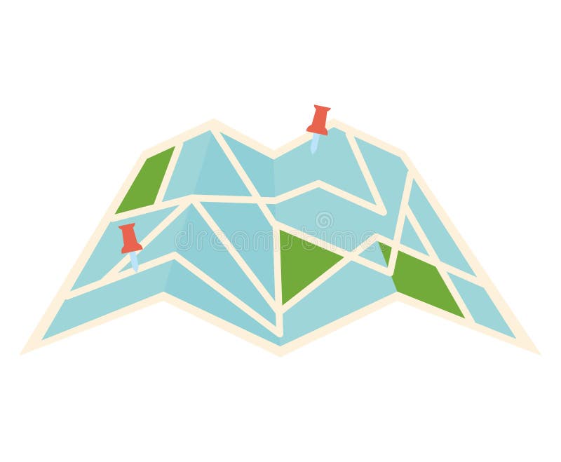 Mapa con pines ilustración del vector. Ilustración de digital - 235524226