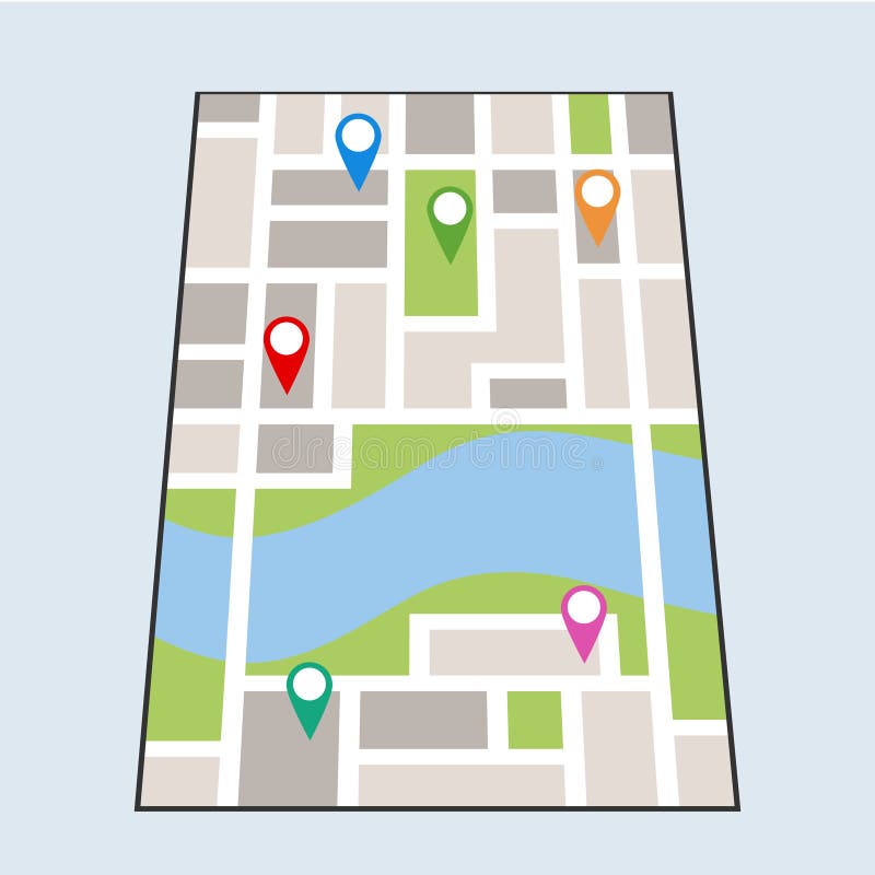 Mapa con ubicaciones ilustración del vector. Ilustración de lugar ...