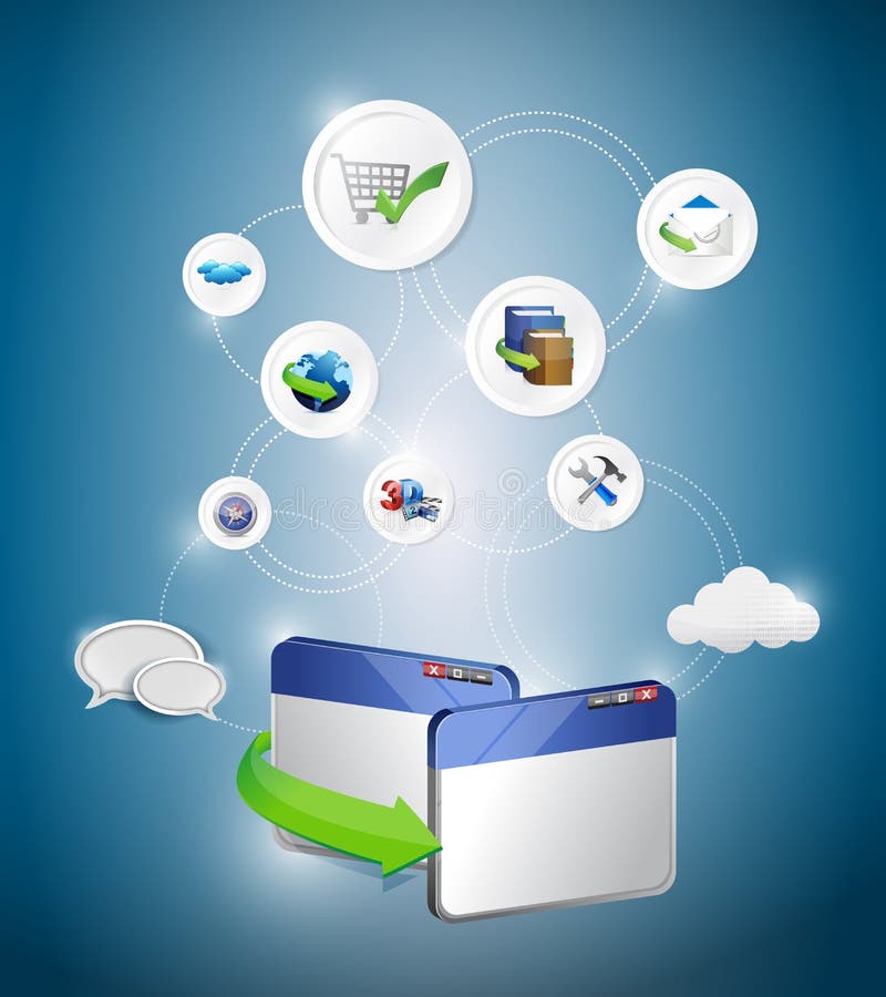 Mapa Conceptual De La Idea De Los Servicios Web Stock de ilustración ...