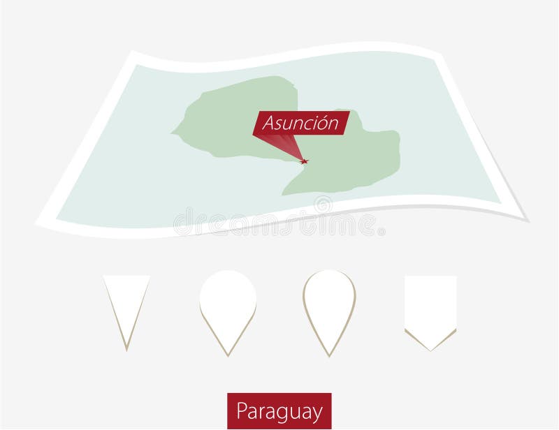 Mapa Curvado Do Papel De Paraguai Com Capital Asuncion Em Gray Backg ... Mapa Curvado Do Papel De Paraguai Com Capital Asuncion Em Gray Backg ...