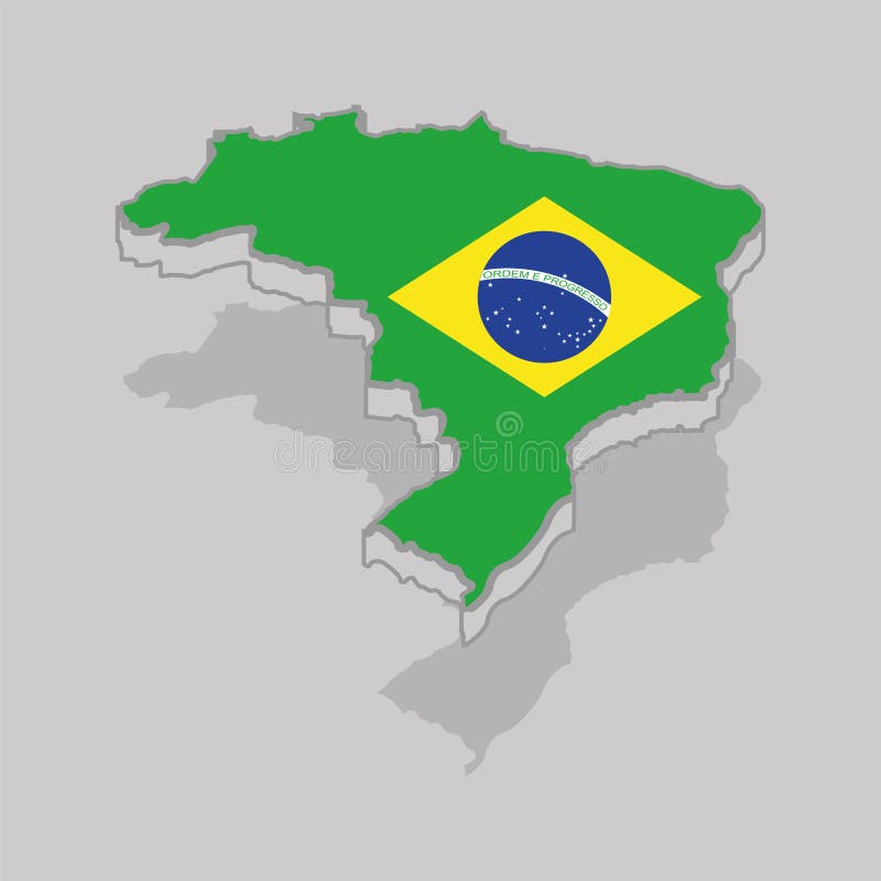 Mapa 3d Aislado Con La Bandera De Brasil Ilustración del Vector ...