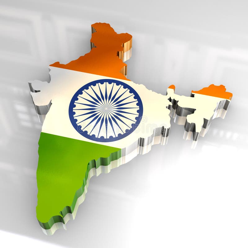 Mapa Da Bandeira 3d De India Ilustração Stock - Ilustração de ...