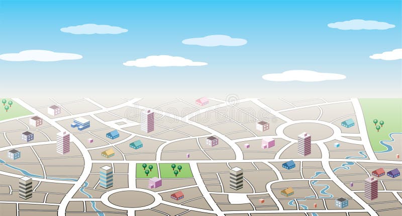 Mapa da cidade 3d ilustração do vetor. Ilustração de floresta - 21111531