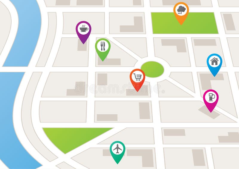 Mapa da cidade ilustração do vetor. Ilustração de pino - 56939481