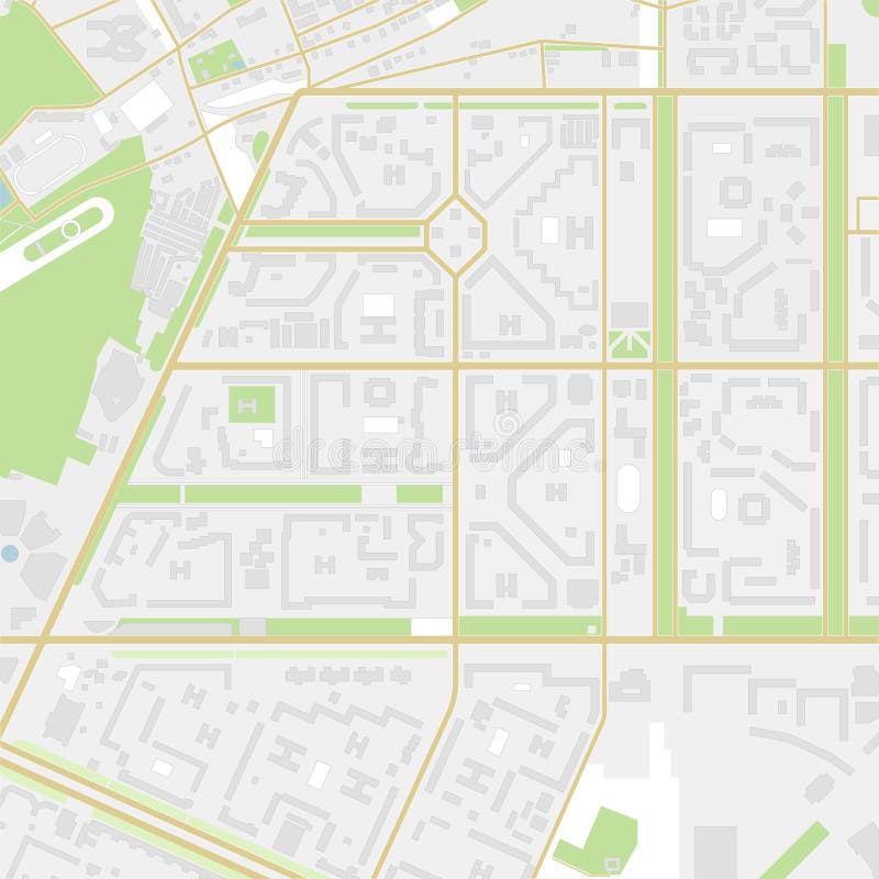 Mapa Da Cidade Com Ruas, Estradas, Casas E Parques Vetor Ilustração do ...