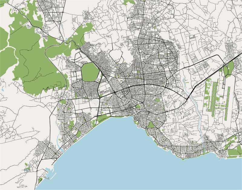 Mapa Da Cidade De Antalya, Turquia Ilustração Stock - Ilustração de ...
