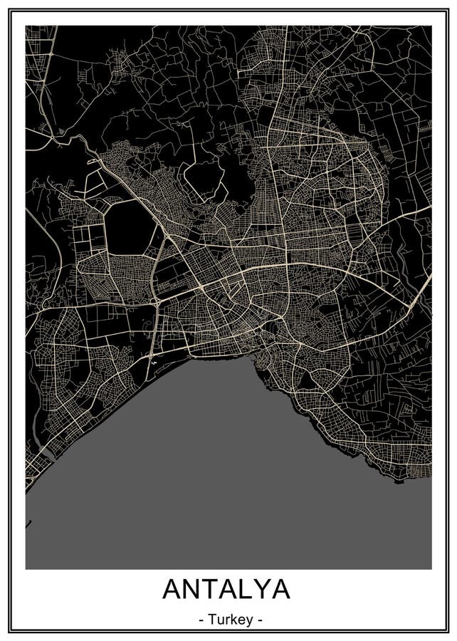 Mapa Da Cidade De Antalya, Turquia Ilustração Stock - Ilustração de ...