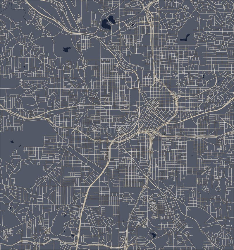 Mapa Da Cidade De Atlanta, EUA Ilustração Stock - Ilustração de cidade ...