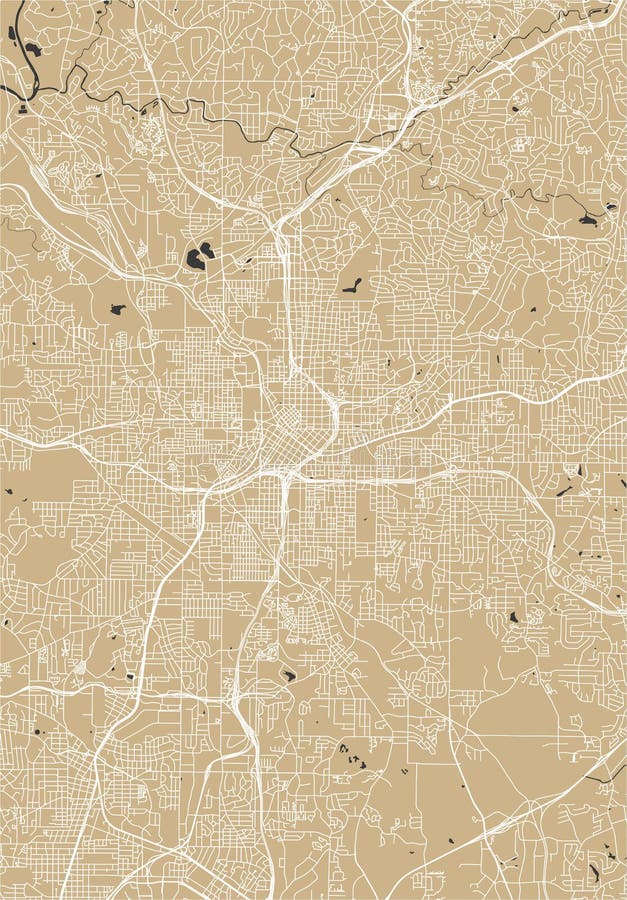 Mapa Da Cidade De Atlanta, EUA Imagem de Stock - Imagem de longo ...