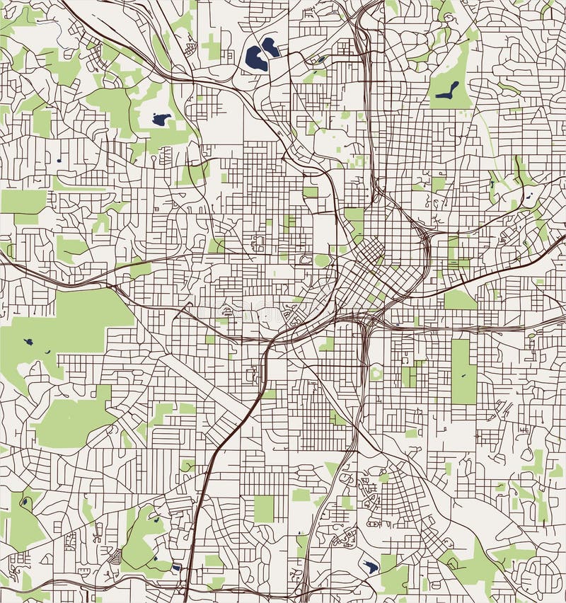 Mapa Da Cidade De Atlanta, EUA Ilustração Stock - Ilustração de mapa ...