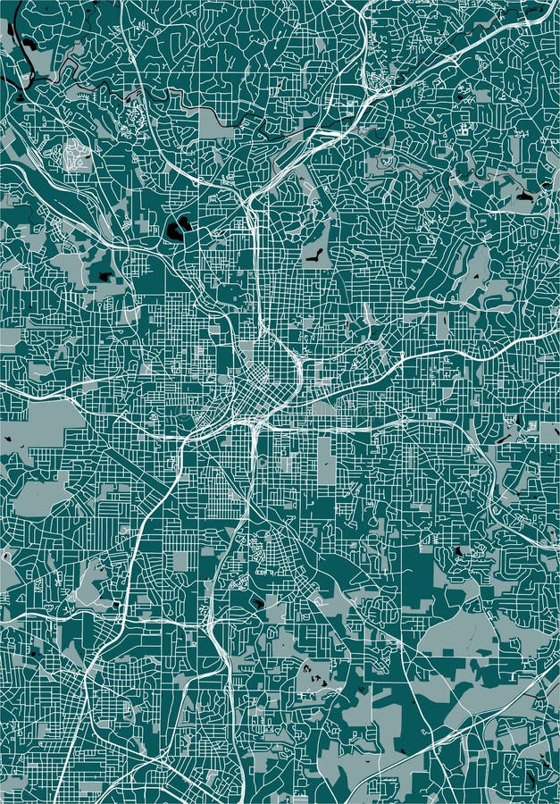 Mapa Da Cidade De Atlanta, EUA Ilustração Stock - Ilustração de aplanar ...
