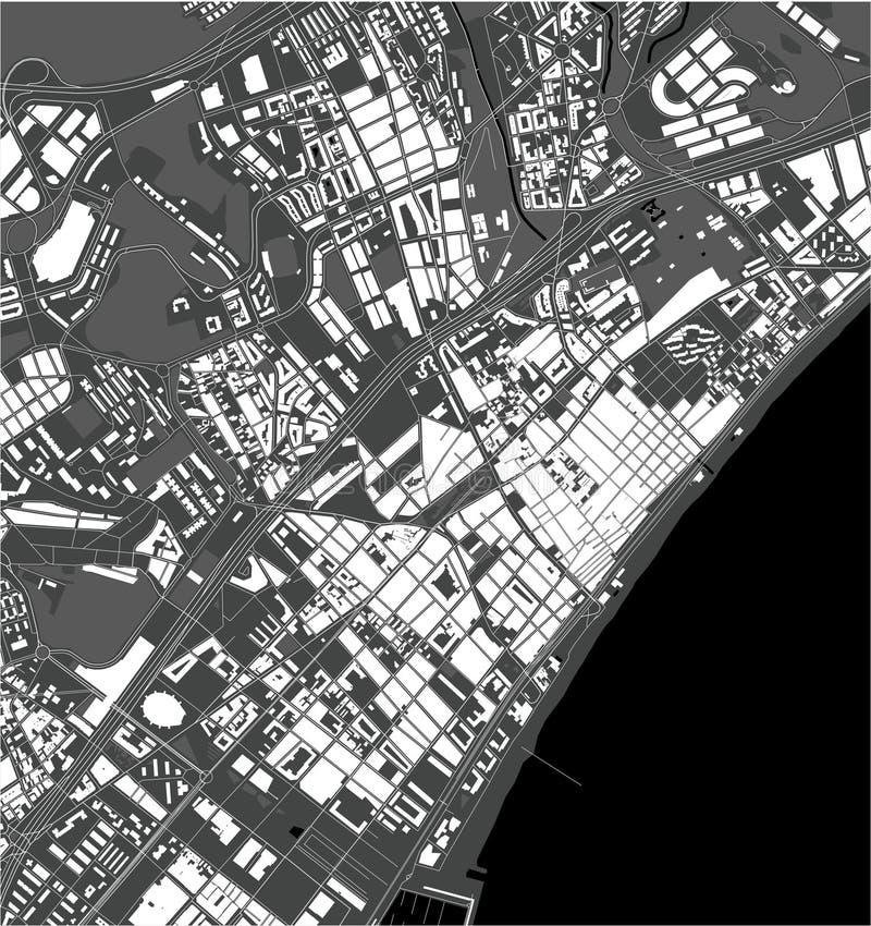 Mapa Da Cidade De Badalona Espanha Ilustração do Vetor - Ilustração de ...