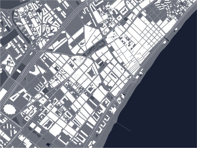 Mapa Da Cidade De Badalona Espanha Ilustração Stock - Ilustração de ...