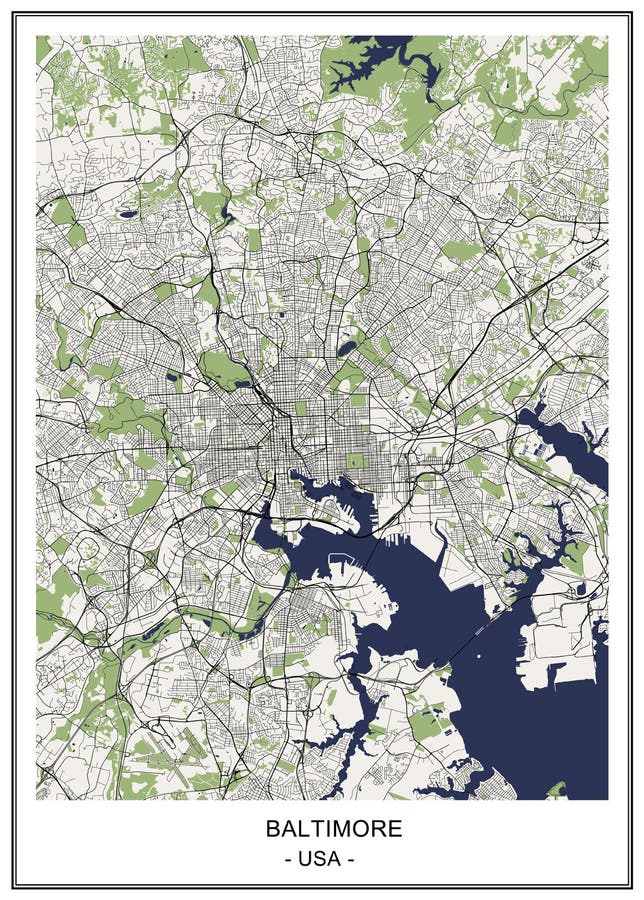 Mapa Da Cidade De Baltimore, Maryland, EUA Ilustração Stock ...