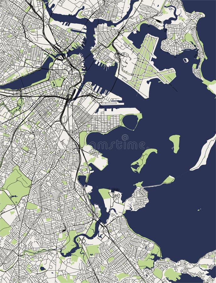 Mapa Da Cidade De Boston, EUA Ilustração Stock - Ilustração de ...