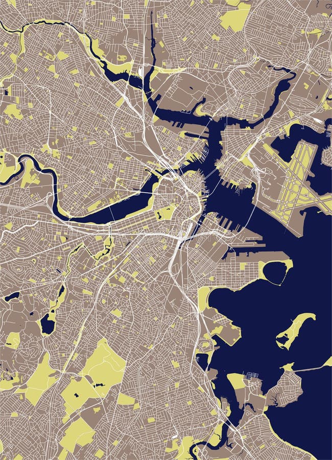 Mapa Da Cidade De Boston, EUA Ilustração Stock - Ilustração de ...