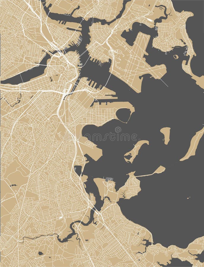 Mapa Da Cidade De Boston, EUA Imagem de Stock - Imagem de urbano ...