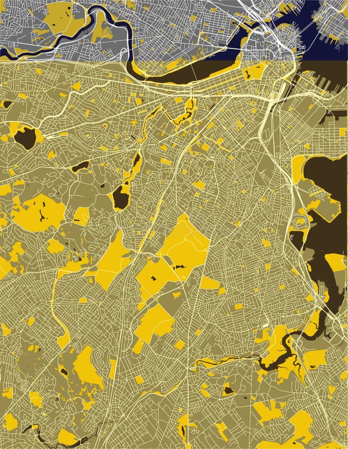 Mapa Da Cidade De Boston, EUA Imagem de Stock - Imagem de grade ...