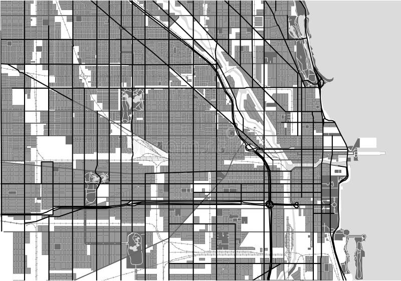 Mapa Da Cidade De Chicago, EUA Ilustração Stock - Ilustração de ...