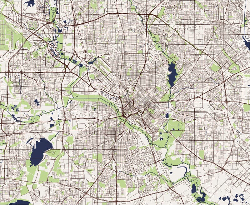 Mapa Da Cidade De Dallas, Texas, EUA Ilustração Stock - Ilustração de ...