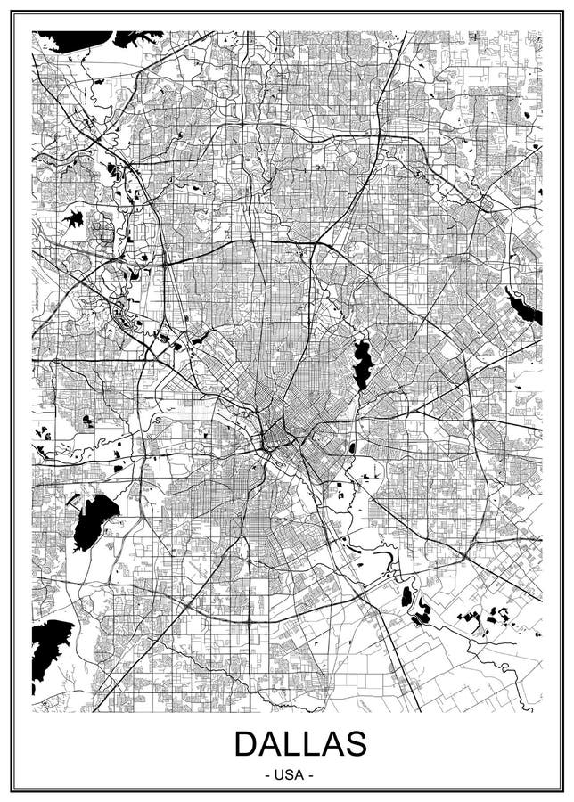 Mapa Da Cidade De Dallas, Texas, EUA Ilustração Stock - Ilustração de ...