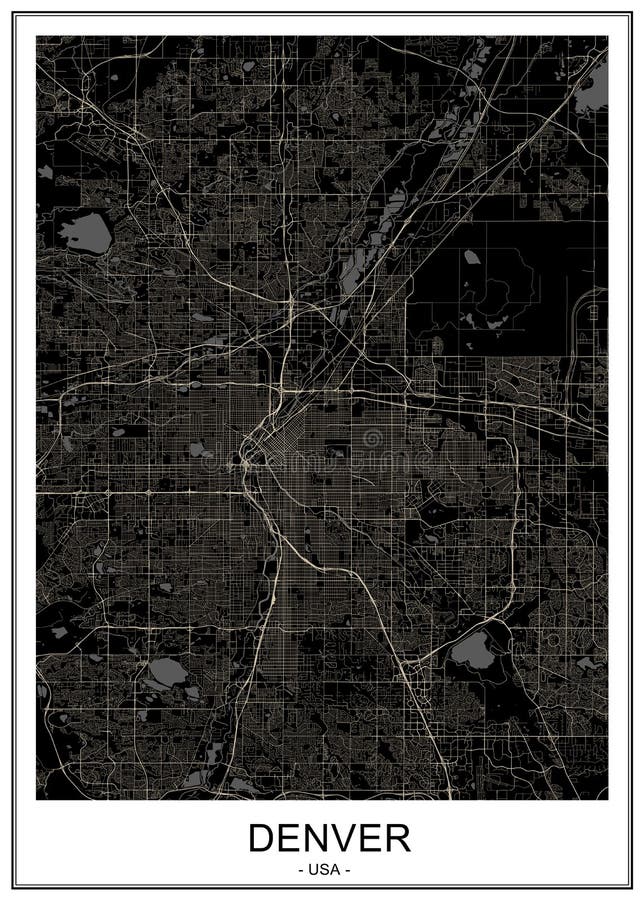 Mapa Da Cidade De Denver, Colorado, EUA Ilustração Stock - Ilustração ...