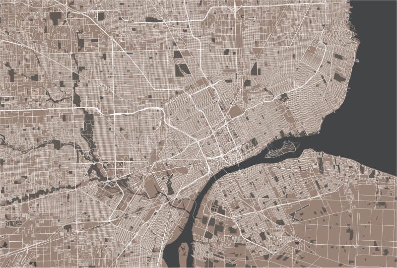 Mapa Da Cidade De Detroit, Michigan, EUA Ilustração Stock - Ilustração ...