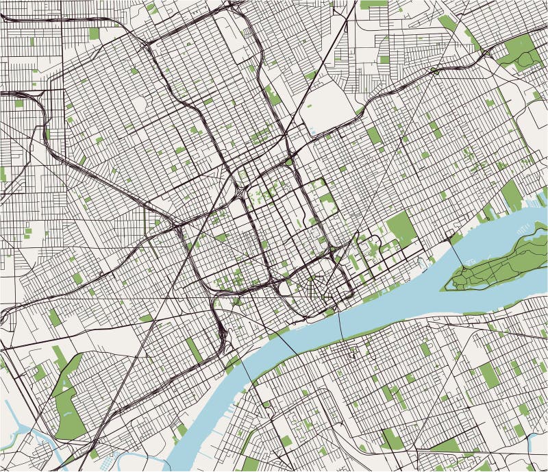 Mapa Da Cidade De Detroit, Michigan, EUA Ilustração Stock - Ilustração ...