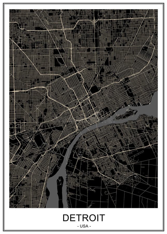Mapa Da Cidade De Detroit, Michigan, EUA Ilustração Stock - Ilustração ...
