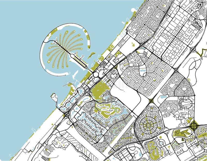 Mapa Da Cidade De Dubai, Emiratos Árabes Unidos UAE Ilustração Stock ...