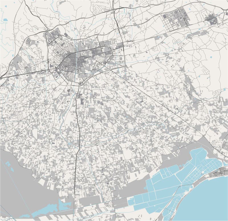 Mapa Da Cidade De Elche Espanha Ilustração do Vetor - Ilustração de ...