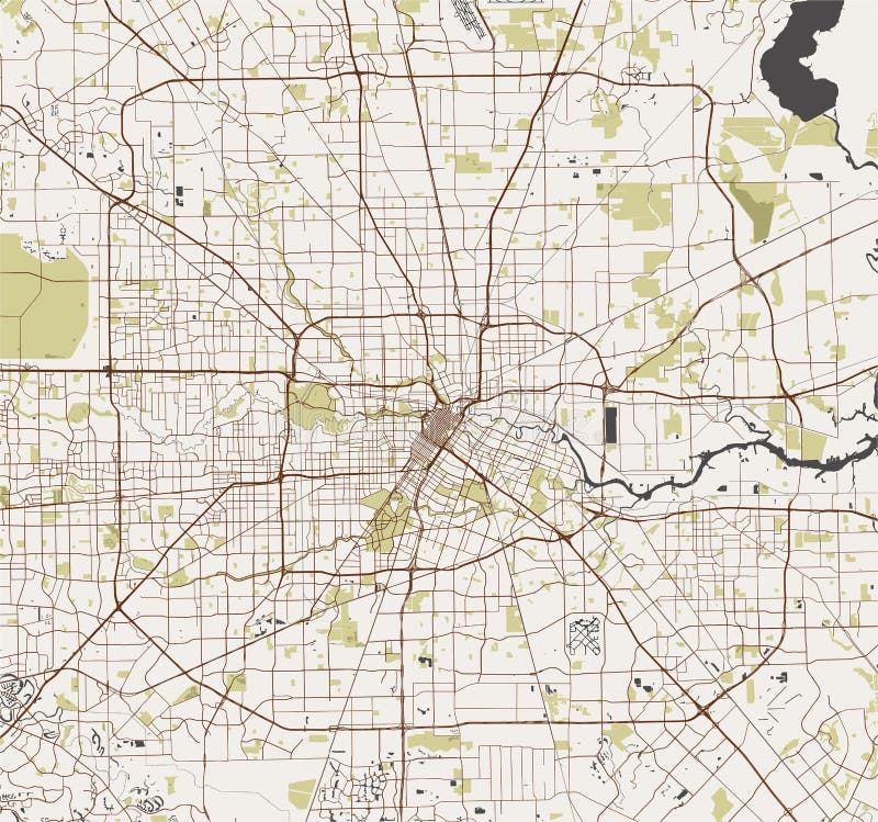 Mapa Da Cidade De Houston, U S Estado De Texas, EUA Ilustração do Vetor ...