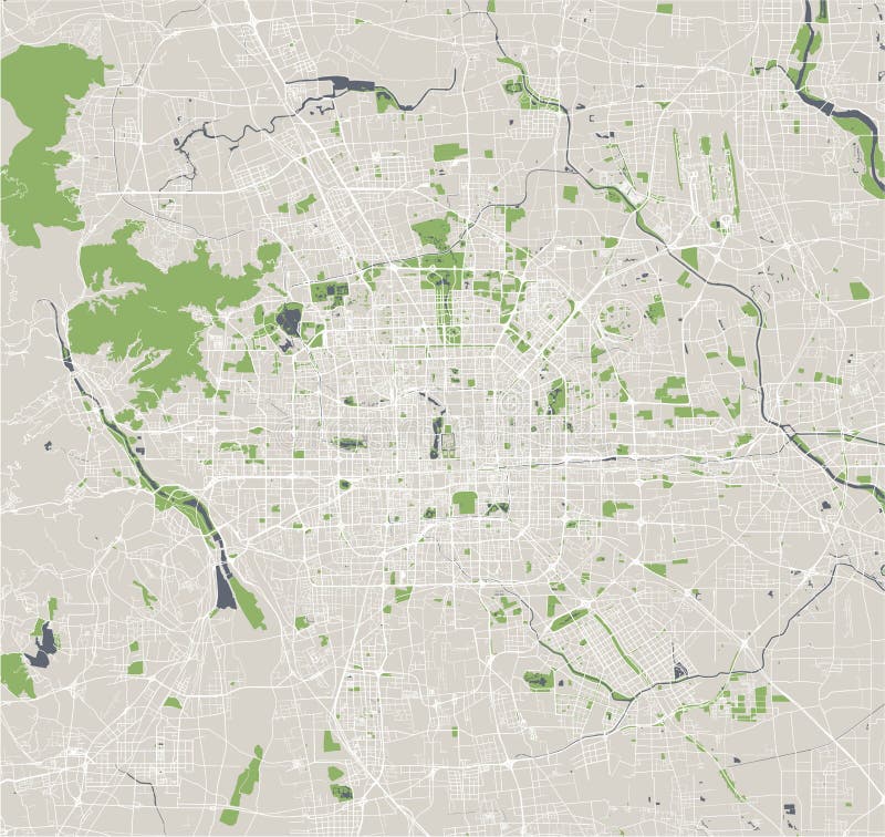 Mapa Da Cidade De Pequim, China Ilustração Stock - Ilustração de centro ...