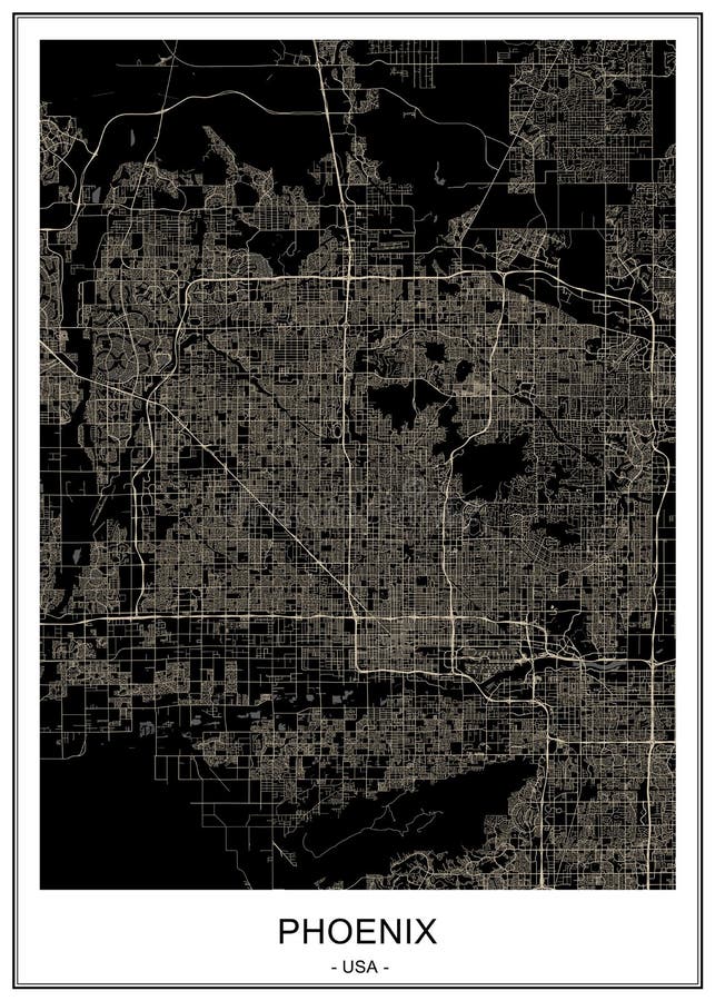 Mapa Da Cidade De Phoenix, O Arizona, EUA Ilustração Stock - Ilustração ...