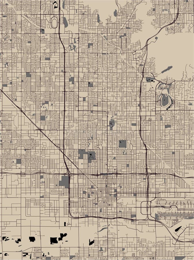 Mapa Da Cidade De Phoenix, O Arizona, EUA Ilustração Stock - Ilustração ...